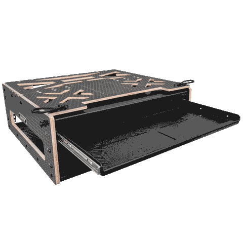 2RU Broadcast Flight Rack with Sliding Shelf & Monitor Mount – Titan AV