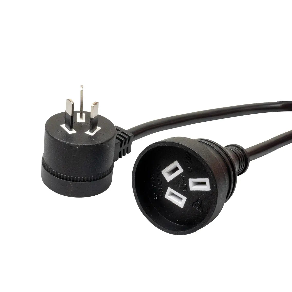 2m Extension Cord with Piggy Back Plug | Black Extension Lead – Titan AV