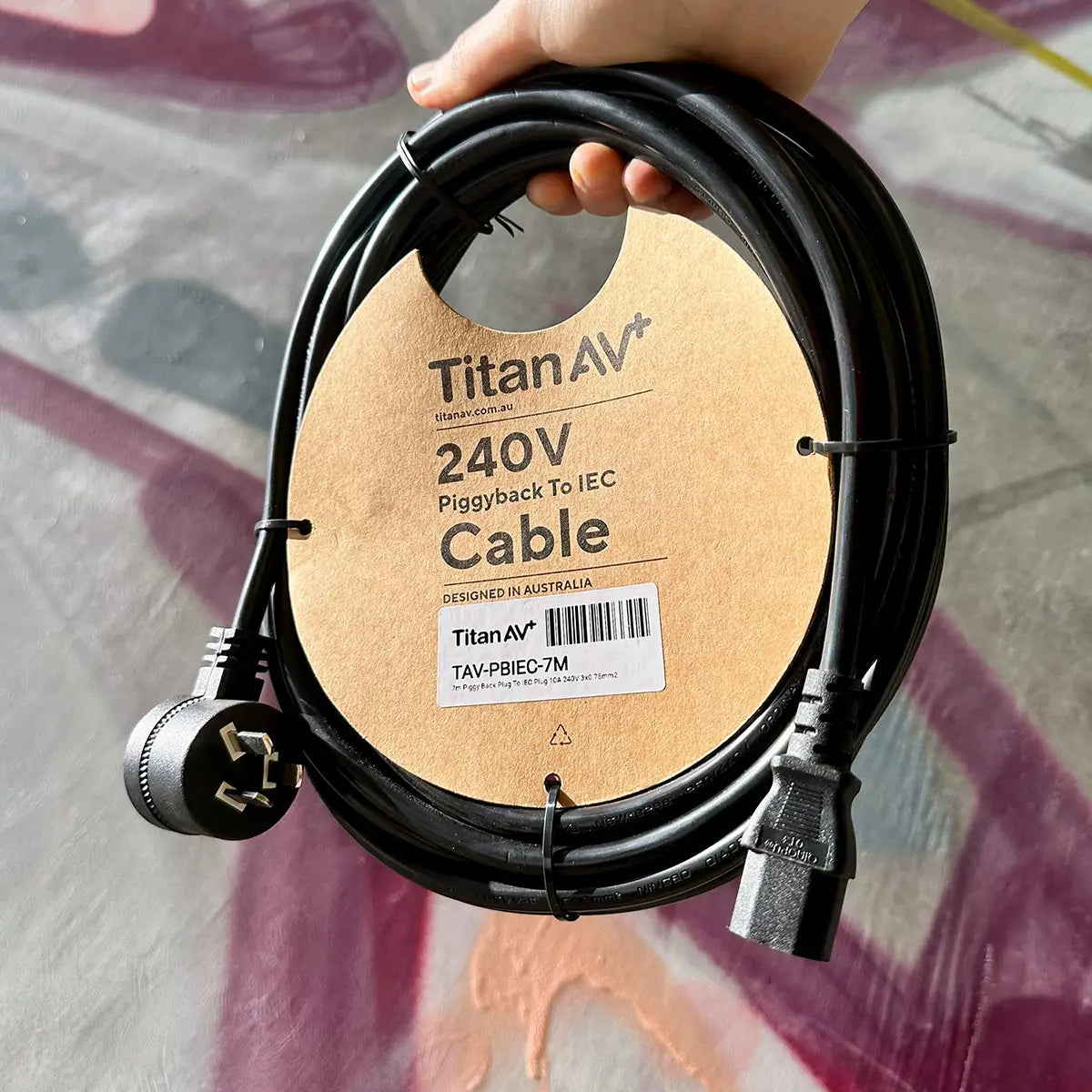 7m IEC Power Cable | Piggy Back Plug | Titan AV - Cabling Australia