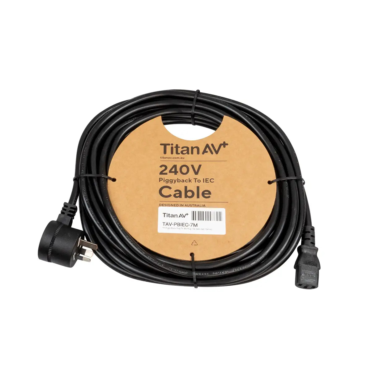 7m IEC Power Cable | Piggy Back Plug | Titan AV - Cabling Australia