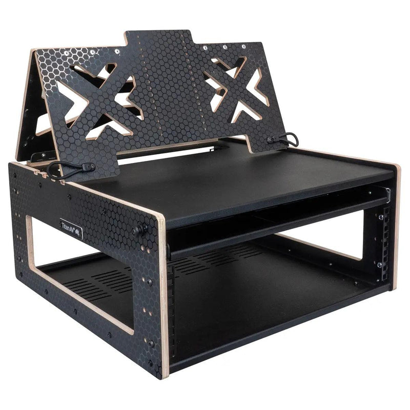 3RU Broadcast Flight Rack with Sliding Shelf & Monitor Mount – Titan AV